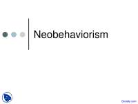 Neobehaviorism - Historical Psychology - Lecture Slides - Docsity