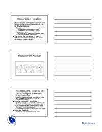 Measurement Reliability - Introduction to Psychological Methods - Lecture Slides - Docsity