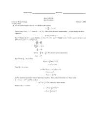 Bernoulli Equation - Principles of Mathematical Economics - Solved Quiz - Docsity