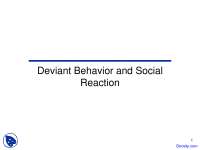 Deviant Behavior and Social Reaction - Social Psychology - Lecture Slides - Docsity