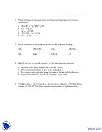 Greater Vapor Pressure - General Chemistry - Solved Quiz - Docsity