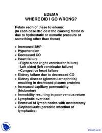 Edema - Human Anatomy and Physiology - Lecture Notes - Docsity