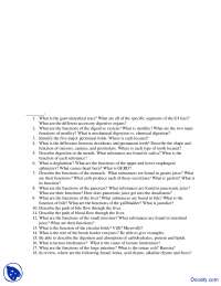 Gastrointestinal Tract - Human Anatomy - Quiz - Docsity