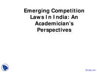 Emerging Competition Laws in India - Competition Law - Lecture Slides - Docsity