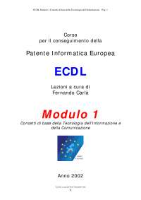 Guida Alla Patente Europea Del Computer (Ecdl) Modulo 1 - Docsity