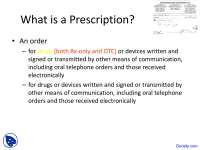 Prescription - Pharmacy Law - Lecture Slides - Docsity