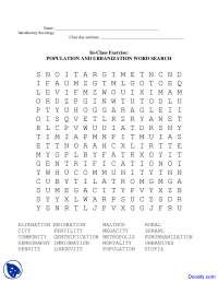 Population and Urbanization Word Search - Introductory Sociology ...