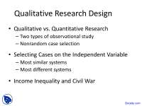 Qualitative Research Design - Political Science - Lecture Slides - Docsity