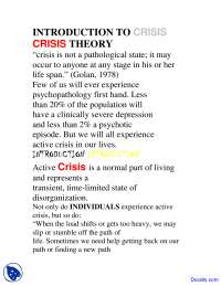 Introduction to Crisis Theory - Chronic Mental Illness - Lecture Notes ...