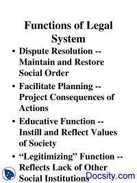 Functions of Legal System - Law - Lecture Slides - Docsity