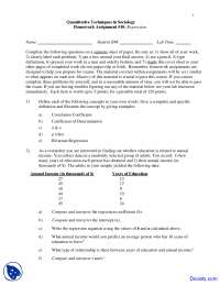 Regression - Quantitative Techniques - Assignment - Docsity