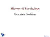 Naturalistic Psychology - History of Psychology - Lecture Slides - Docsity