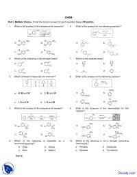Sequence of Reactions - Introduction to Organic Chemistry - Quiz - Docsity