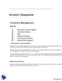 Inventory Management - Introduction to Operations Management - Lab Manual - Docsity