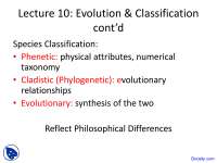 Species Classification - Evolution - Lecture Slides - Docsity