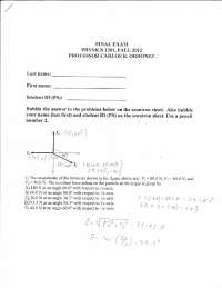 Introductory General Physics I - Final Exam Solved | PHYS 1301 - Docsity