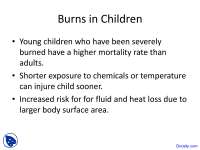 Burns in Children - Pediatric Nursing - Lecture Slides - Docsity
