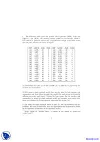 Smoking History - Applied Regression Analysis - Assignment - Docsity