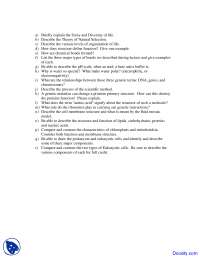 Diversity - Basic Biology - Quiz - Docsity