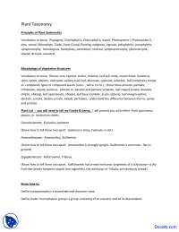 Principles of Plant Systematics - Plant Taxonomy - Lecture Notes - Docsity