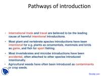 Pathways of Introduction - Ecosystem Processes - Lecture Slides - Docsity