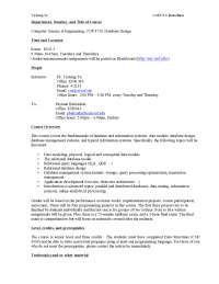 Computer Science and Engineering - Database Design - Syllabus | COP 4710 - Docsity