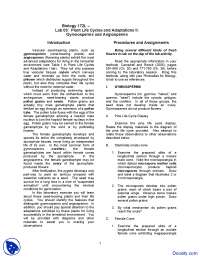 Gymnosperms and Angiosperms - Introduction to Biology - Lab Handout ...