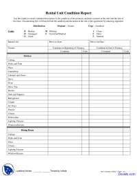 Rental Unit Condition Report - Renting Property - Lecture Notes - Docsity