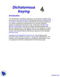 Dichotomous Keying - Coral Reef Lab and Field Studies - Lecture Notes ...