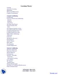 Learning Theory - Advanced Placement Psychology - Lecture Notes - Docsity