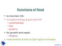 Functions of Food - Different Branches of Biology - Lecture Slides ...