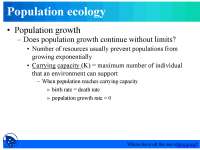 Population Growth - Principles of Biology - Lecture Slides - Docsity