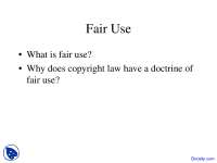 Fair Use - Copyright Law - Lecture Slides - Docsity