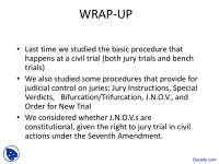 Basic Procedure - Civil Procedure - Lecture Slides - Docsity