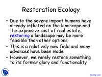 Restoration Ecology - Introduction to Conservation Biology - Lecture ...