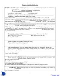 Cellular Metabolism - Physiology and Anatomy - Quiz - Docsity