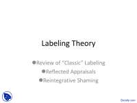 Labeling Theory - Criminological Theory - Lecture Slides - Docsity
