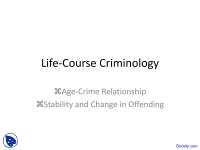 Life Course Criminology - Criminological Theory - Lecture Slides - Docsity