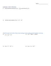 Absolute Extrema - AP Calculus - Practices Problems - Docsity