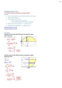 Volume of Revolution - AP Calculus - Lecture Notes - Docsity