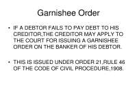Garnishee Order - Banking - Lecture Slides - Docsity