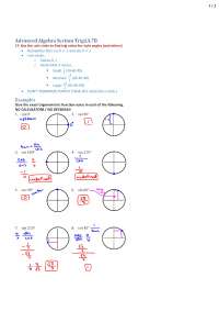Unit Circle - Trignometry - Lecture Notes - Docsity