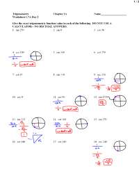 Exact Trig - Trignometry - Practice Problems - Docsity