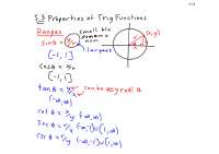Properties of Trig Functions - Pre Calculus - Lecture Handout - Docsity