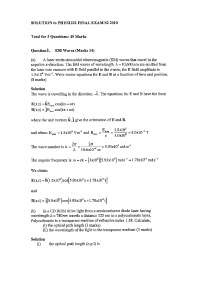 Waves of Wavelength - Physics - Solved Paper - Docsity