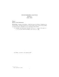 Directional Derivative - Multivariable Calculus - Past Paper - Docsity