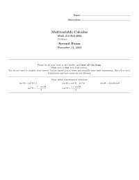 Critical Points of Function - Multivariable Calculus - Past Paper - Docsity