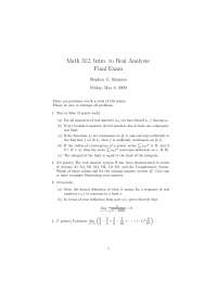 Sequences of Real Numbers - Real Analysis - Exam - Docsity