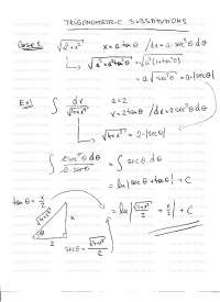 Trig Substitutions - Calculus - Lecture Notes - Docsity
