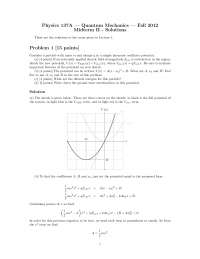 Harmonic Oscillator Potential - Quantum Mechanics - Solved Past Paper - Docsity